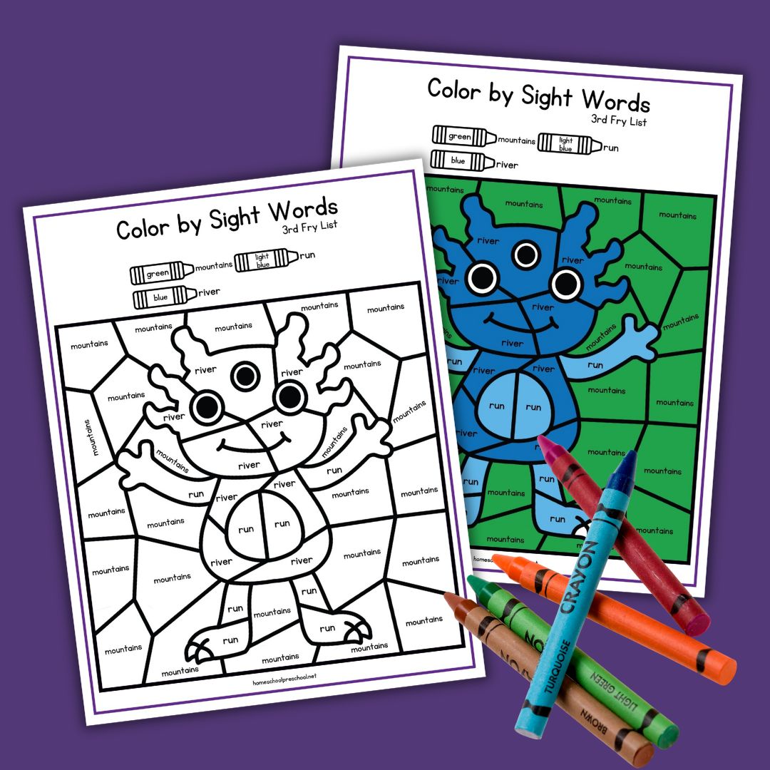 Monster 3rd Grade Fry Words Color by Code Worksheets