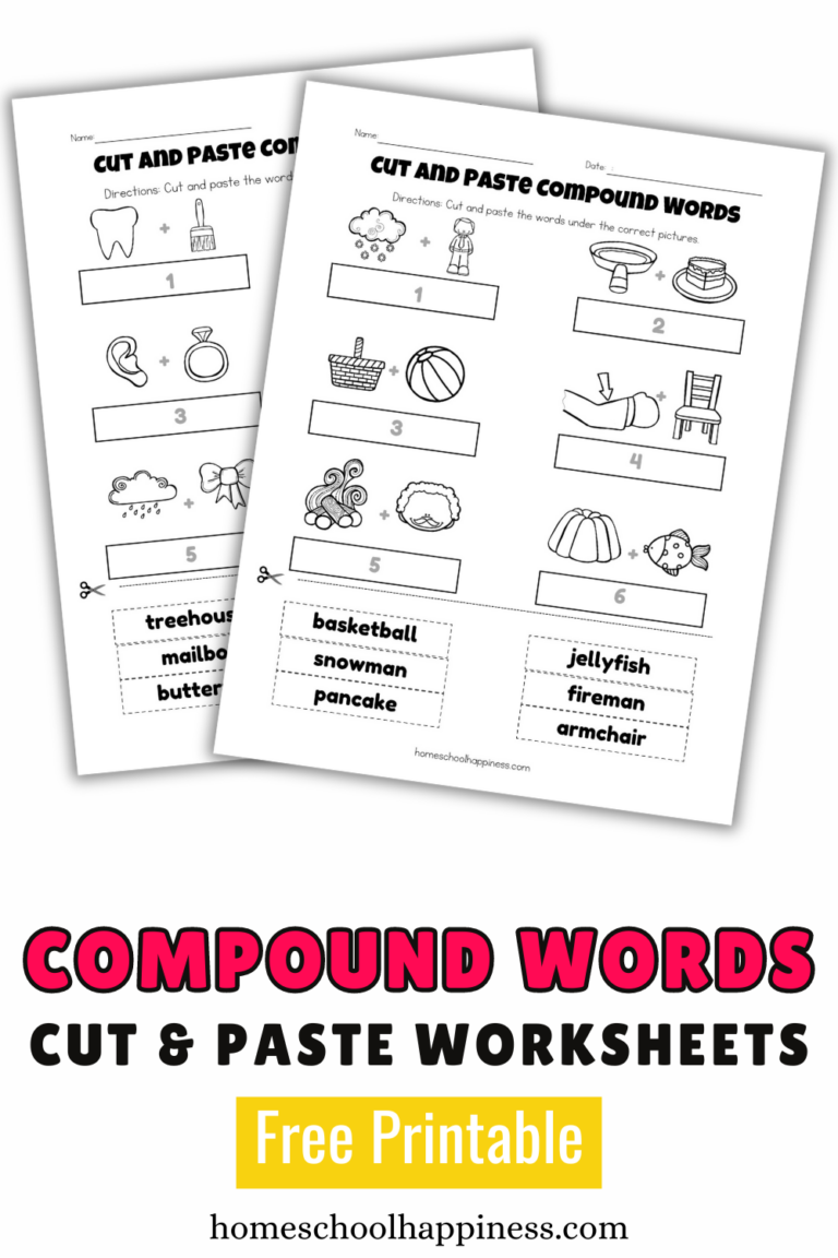 Compound Words Cut and Paste - Homeschool Happiness