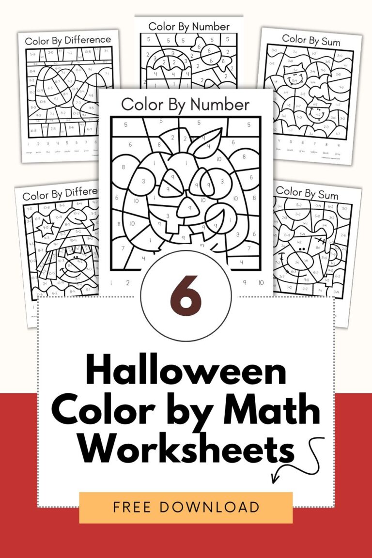 Free Halloween Color by Math Worksheets for Homeschool Fun