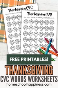 Boost Phonics Skills with Thanksgiving CVC Words Worksheets