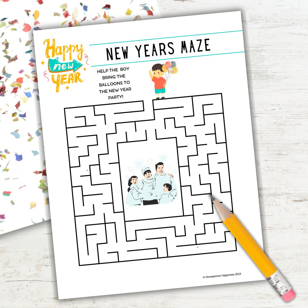 Free Printable New Years Activities for Homeschool Kids