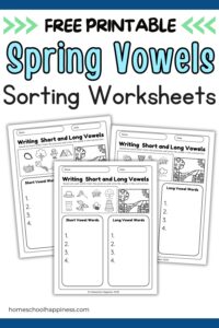 Spring Long and Short Vowel Sort Worksheets for Kids