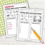 Spring Long and Short Vowel Sort Worksheets for Kids