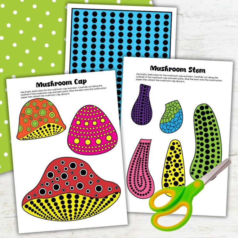 Yayoi Kusama Printable Art Activity (Mushroom Template for Kids)