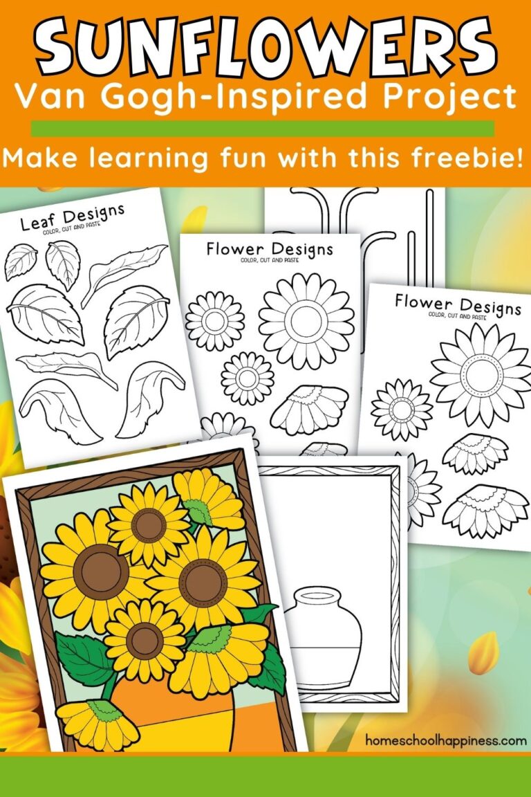 Van Gogh Sunflowers Printable Art Activity for Kids
