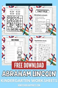 Free Abraham Lincoln Kindergarten Worksheets for Kids