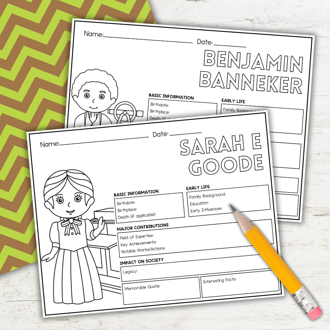 Black History Month Biography Worksheets for Kids