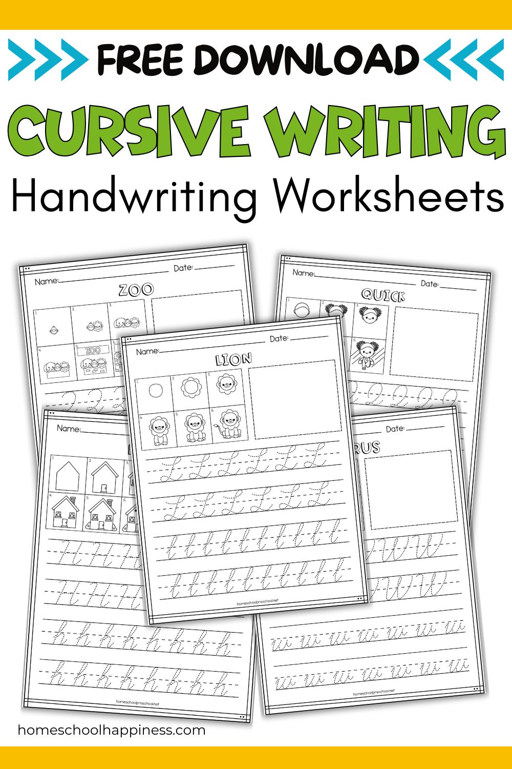 Cursive Handwriting Practice Pages for Young Learners