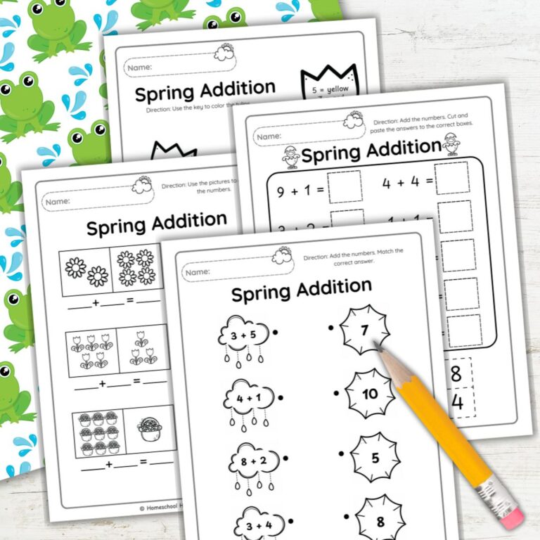 Free Spring Math Worksheets for Homeschool Learning