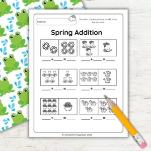 Spring Addition Worksheets for Kindergarten – Free Printable