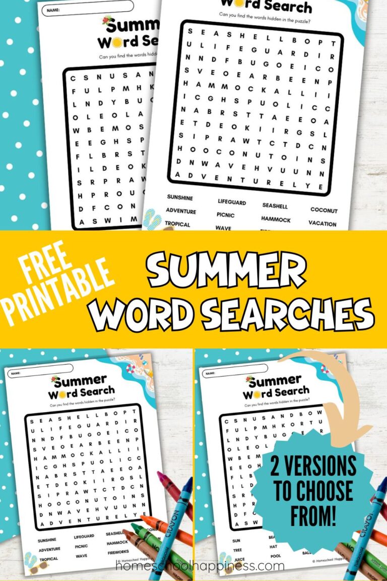 Fun & Free Printable Summer Word Searches for Young Learners