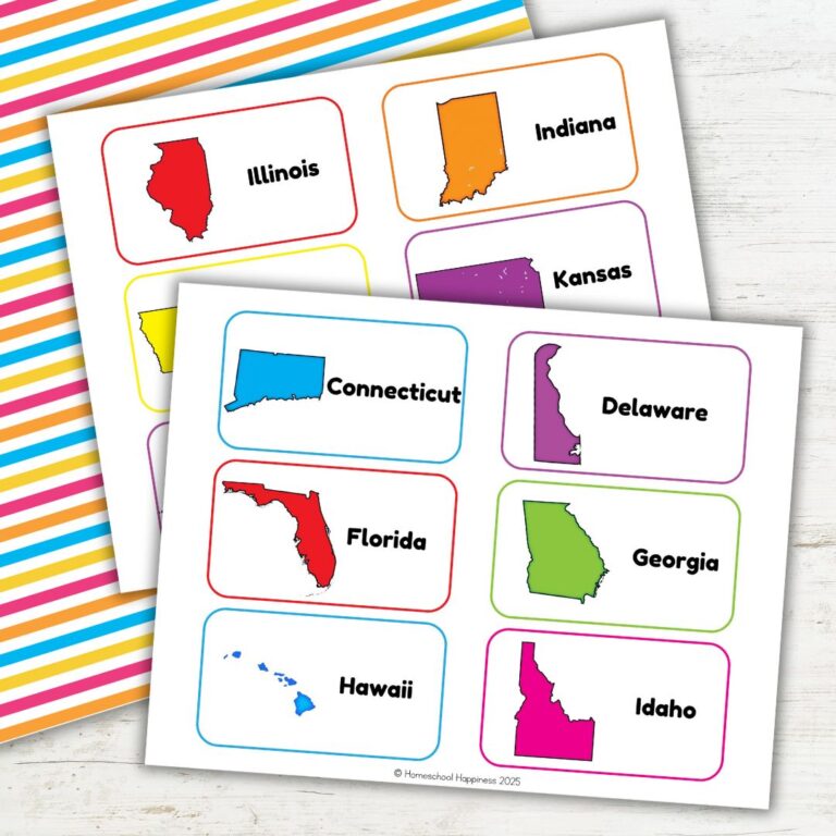 Free Printable 50 States Flashcards for Homeschool Fun