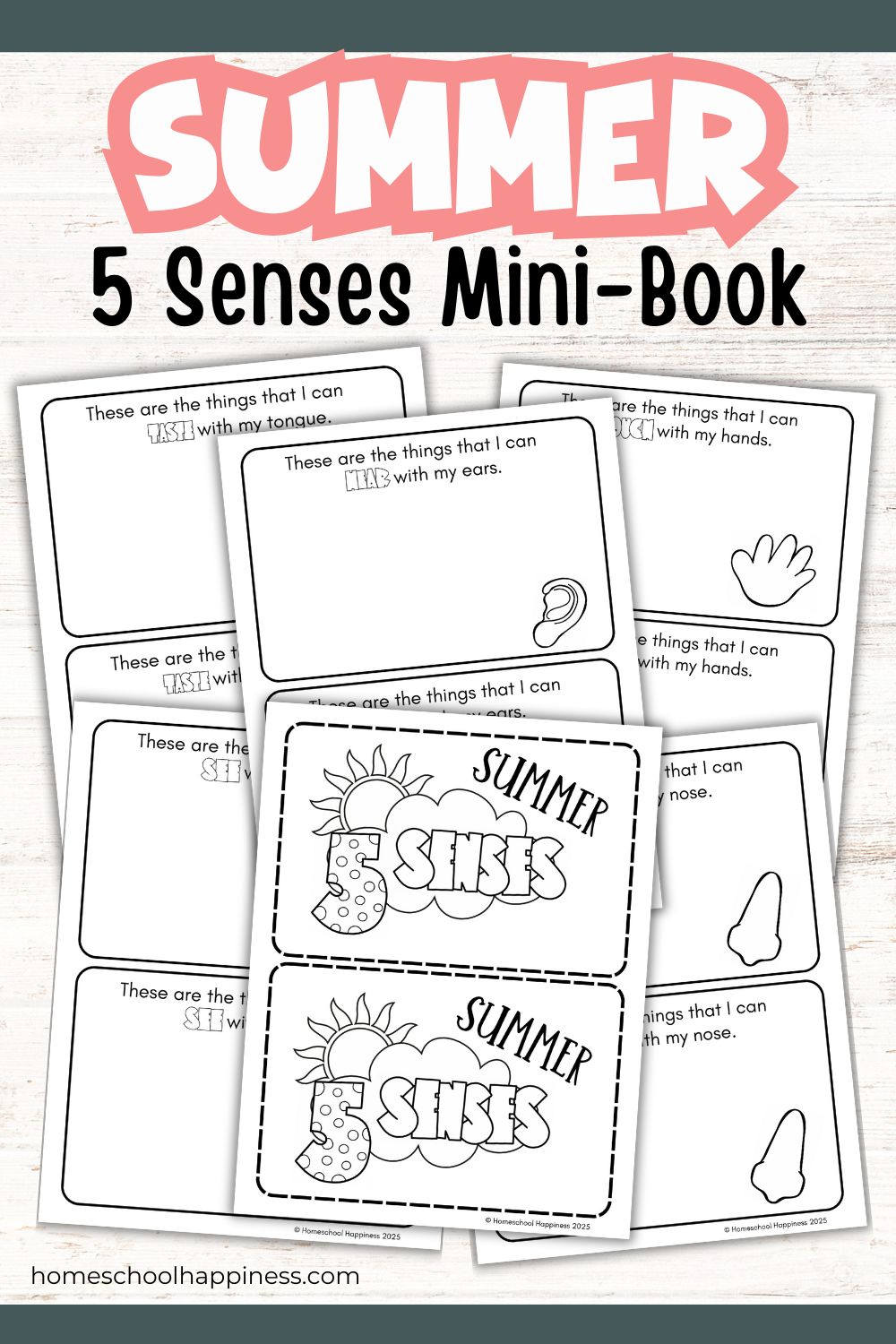 Free Summer 5 Senses Book Printable for Kids