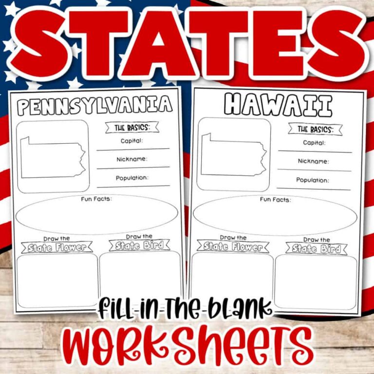 Free Printable State Facts Worksheets for Kids