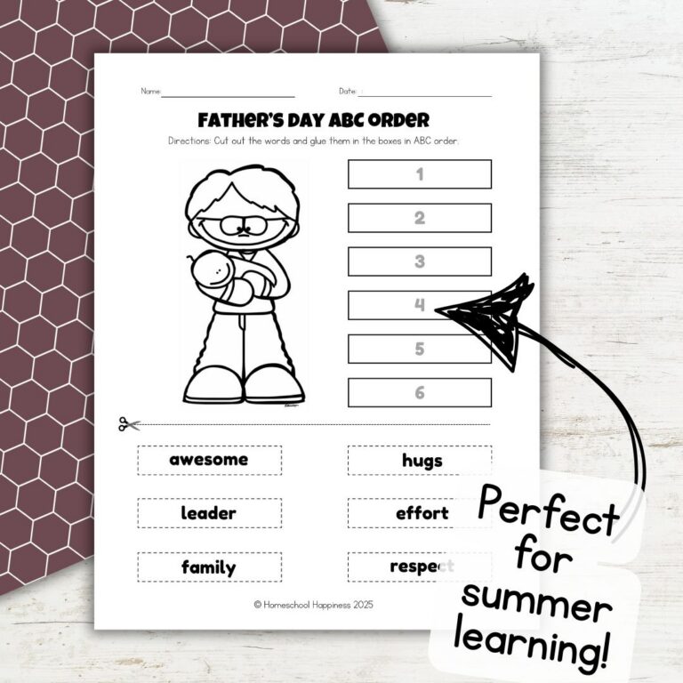 Father’s Day ABC Order Worksheets for Fun Literacy Practice