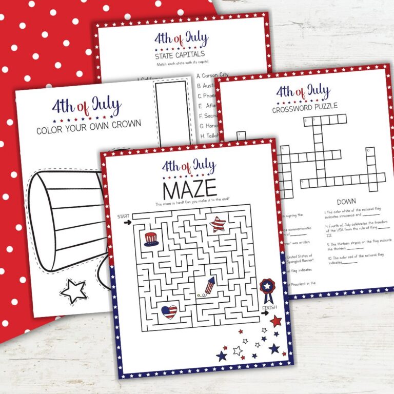 4th of July Puzzles for Kids – Free Printable Worksheets