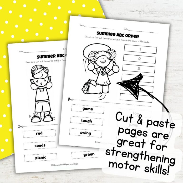 Summer ABC Order Worksheets for Early Learners
