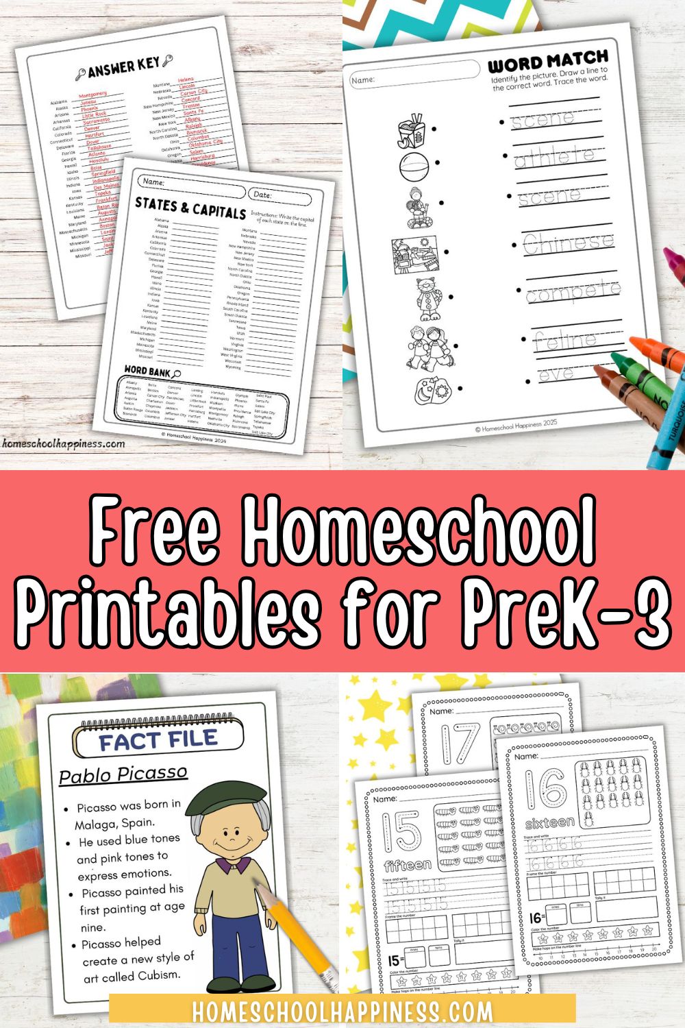 Free Homeschool Printables for Preschool to Grade 3