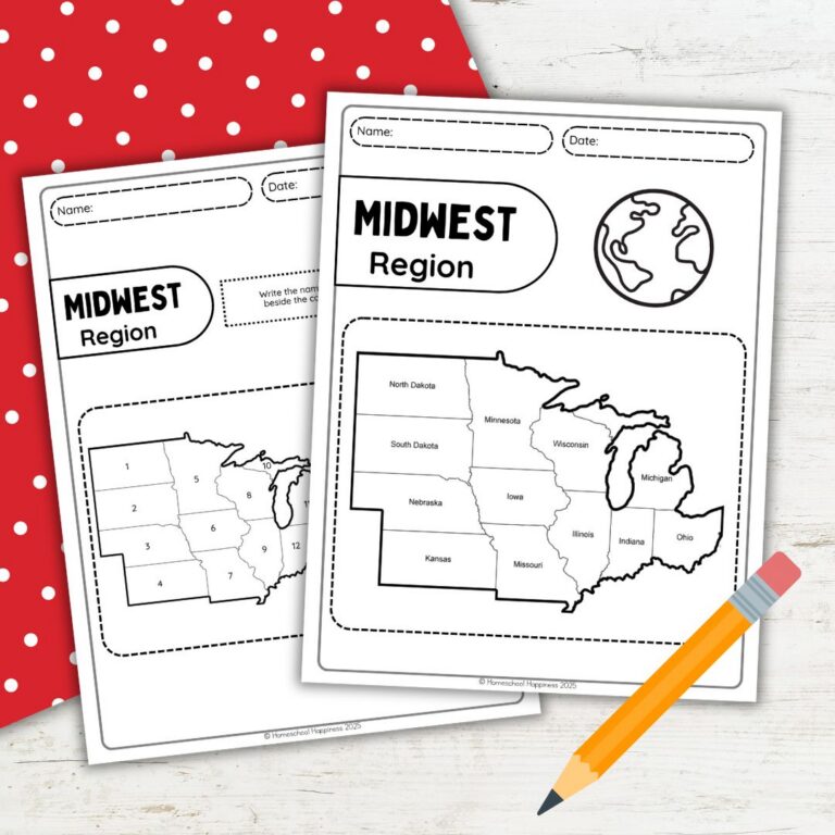 Printable 5 Regions of the United States Worksheets for Kids