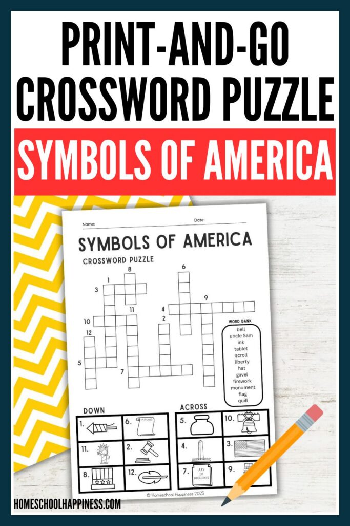 Symbols of America Crossword Puzzle: Free Printable for Kids
