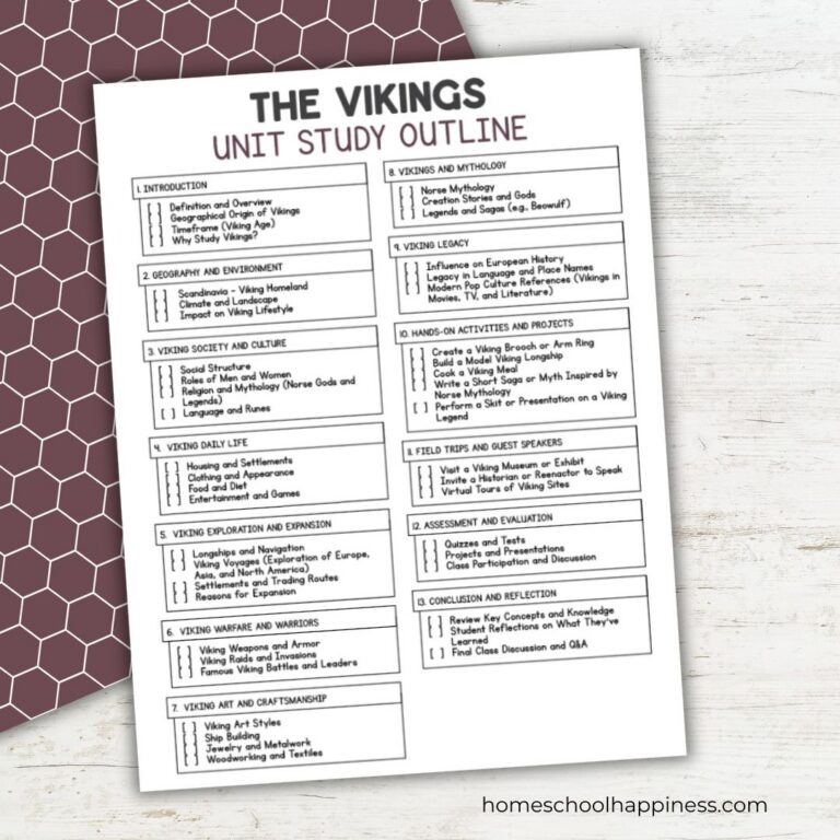 Vikings Printable Unit Study Outline for Kids