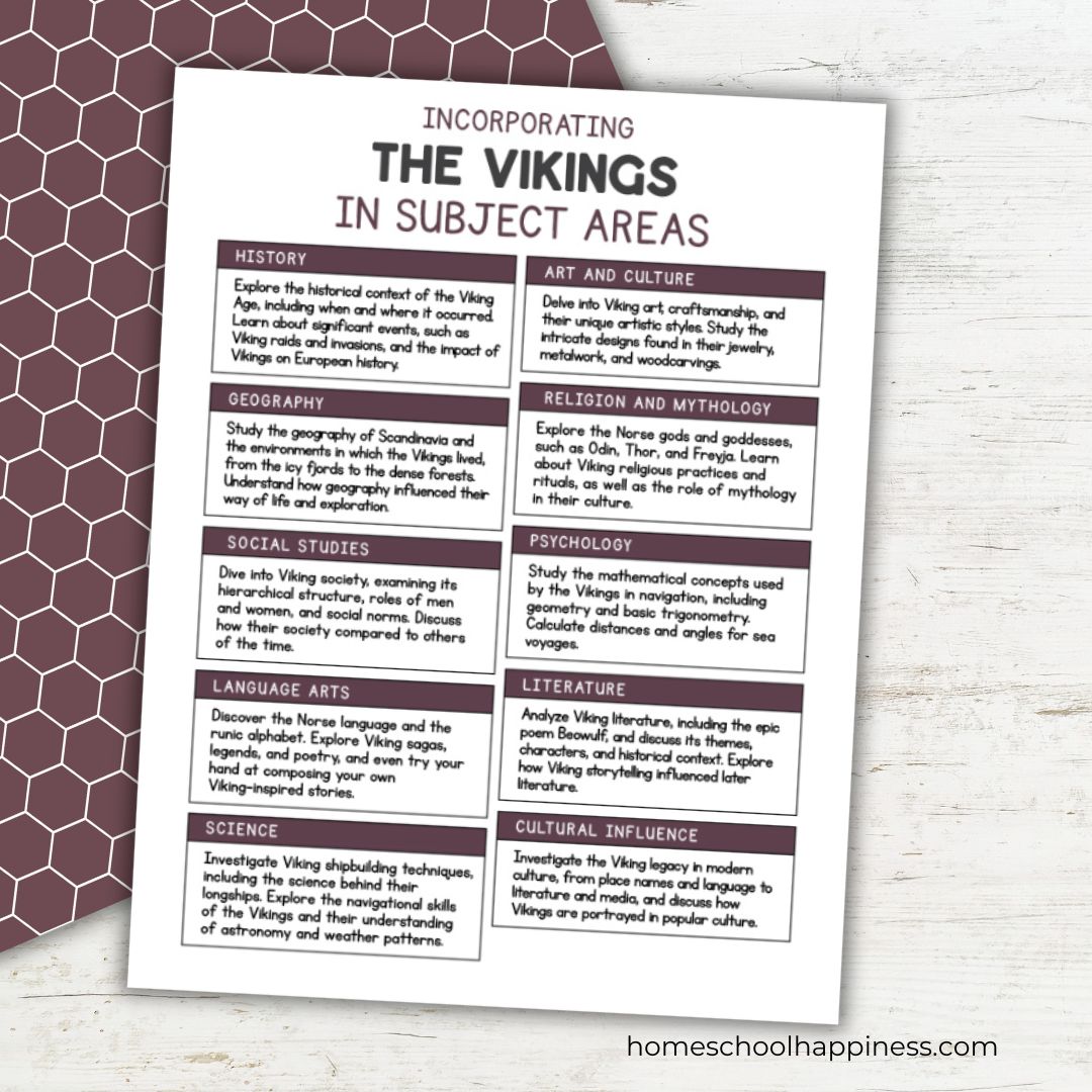 Vikings Printable Unit Study Outline for Kids