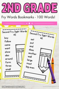 2nd Grade Fry Words Bookmarks for Reading Fluency and Fun