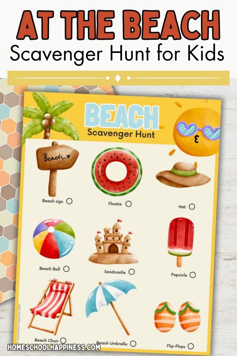 Beach Scavenger Hunt Printable for Preschool Kids