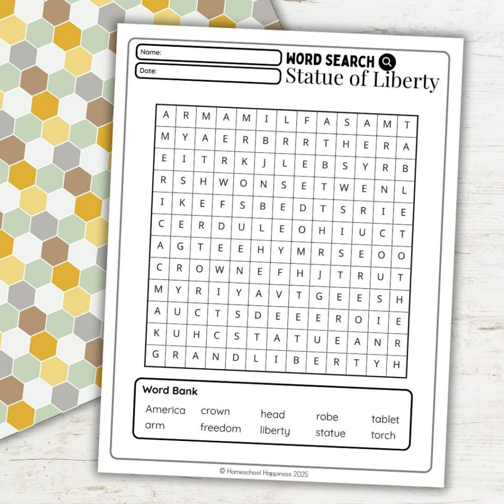 Free Statue of Liberty Worksheets for Kids