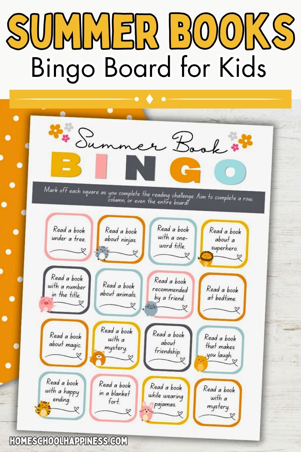 Summer Book Bingo Printable for Kids of All Ages