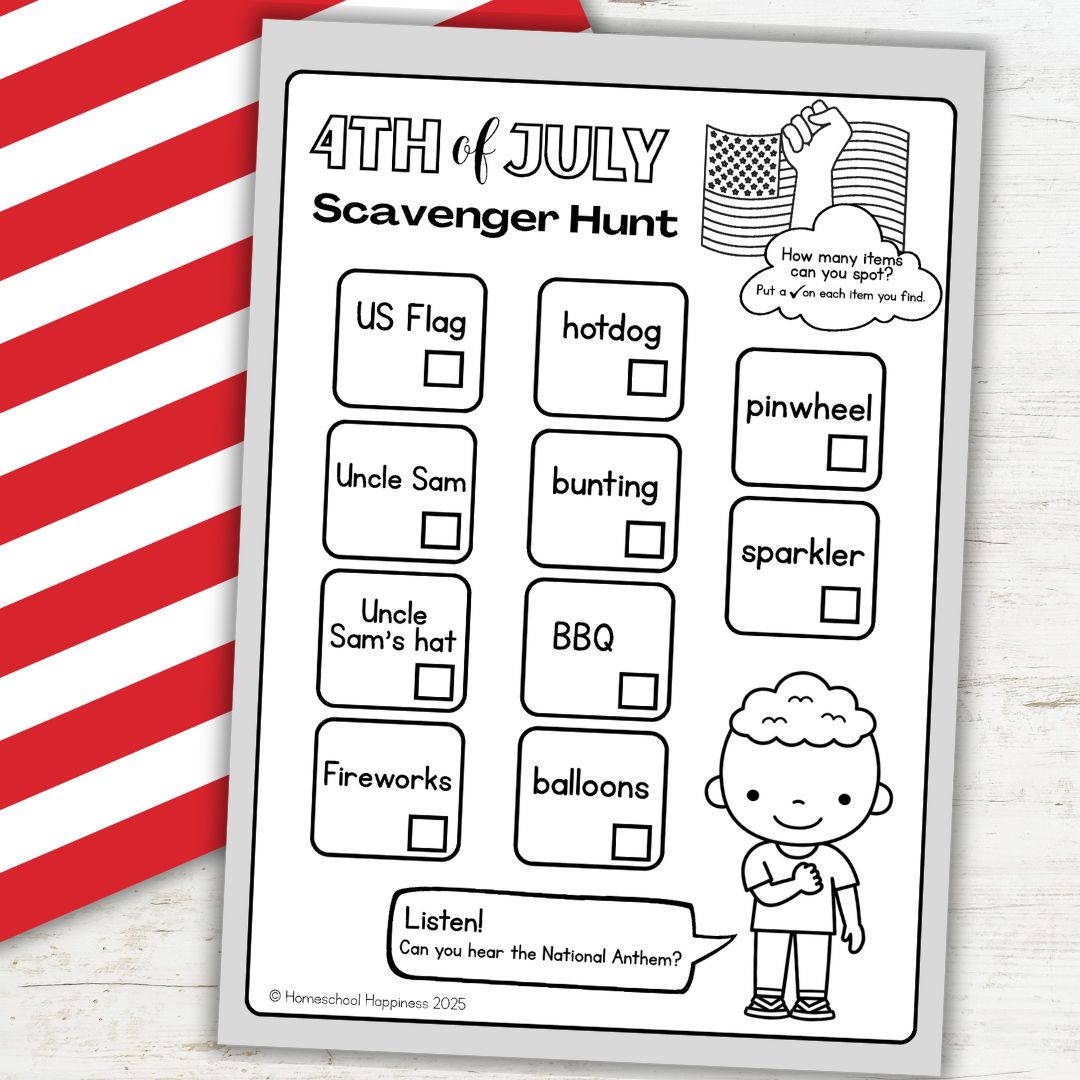 Fourth of July Scavenger Hunt Printable for Kids