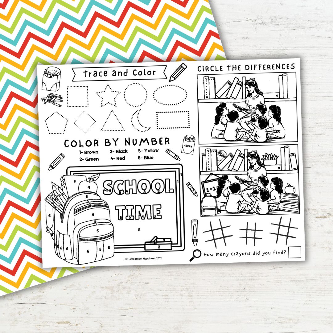 Printable Back to School Activities for Homeschool Kids