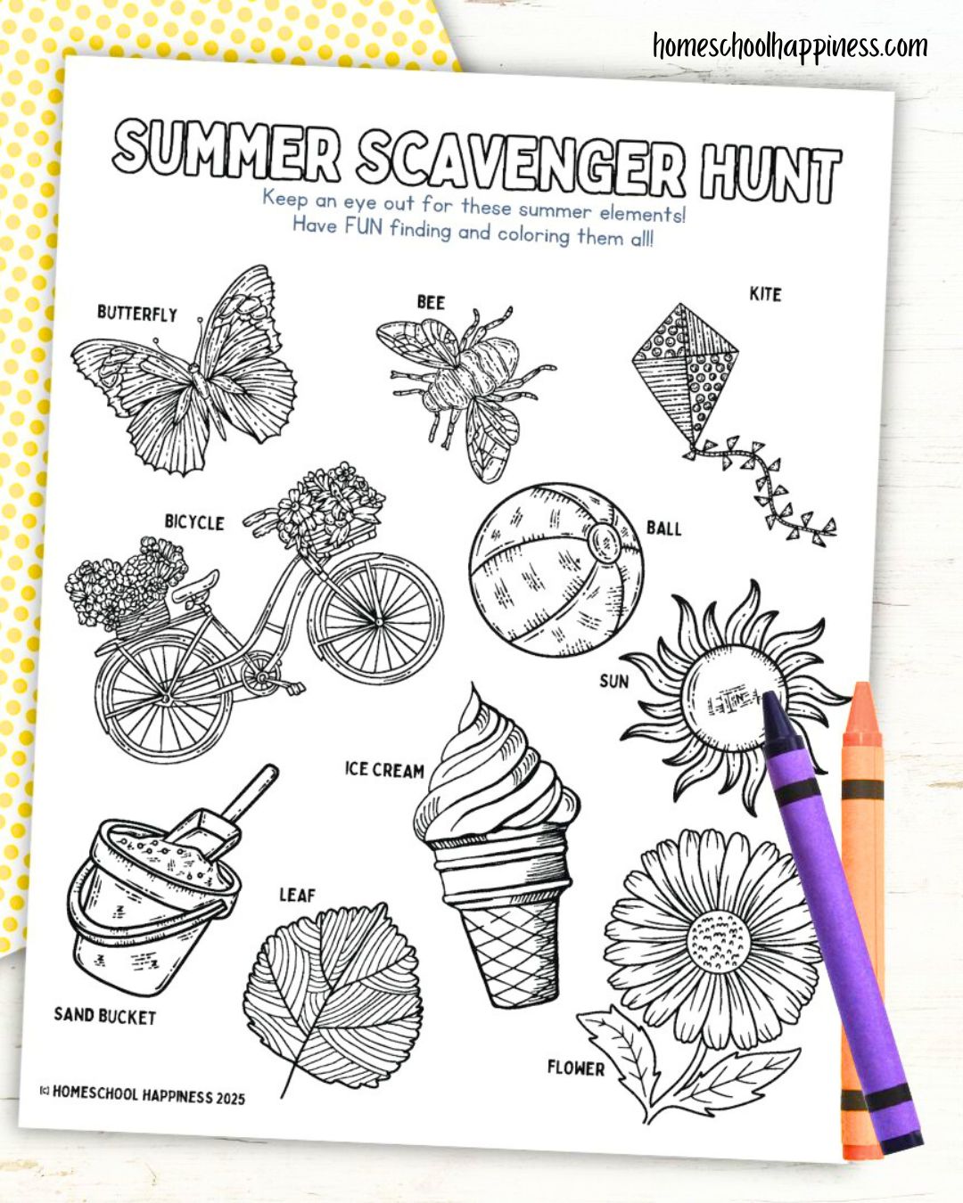 Summer Scavenger Hunt Printable for Early Learners