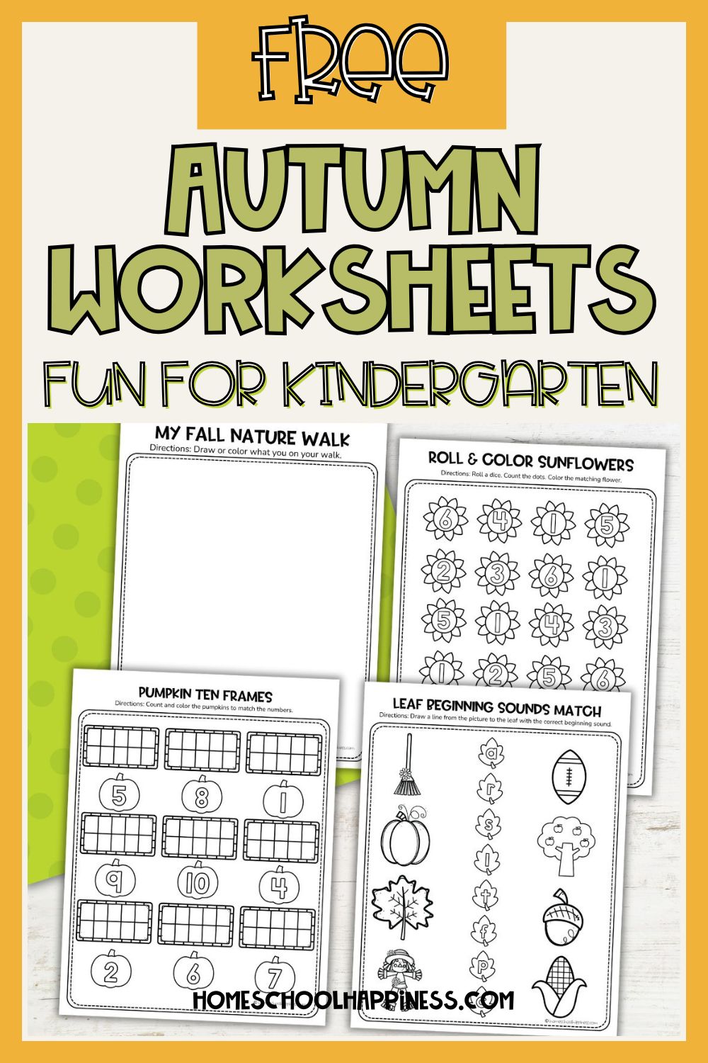 Autumn Kindergarten Worksheets for Seasonal Learning - Homeschool Happiness