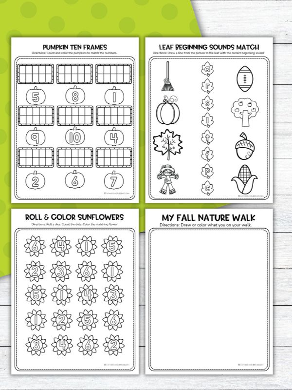 Autumn Kindergarten Worksheets for Seasonal Learning - Homeschool Happiness